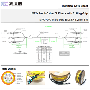 MPO Trunk Cable 72 Fibers 8.2MM with Pulling Grip from XBC ...