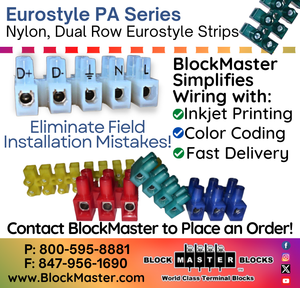 Eurostyle Terminal Blocks from BlockMaster Electronics, Inc.