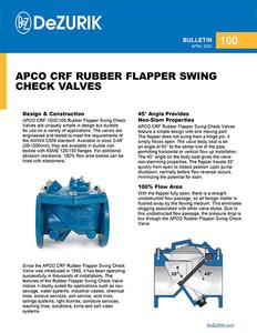New APCO CRF-100C Rubber Flapper Swing Check Valve from DeZURIK, Inc.