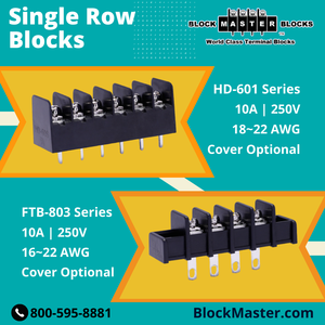 Single Row Terminal Blocks from BlockMaster Electronics, Inc.