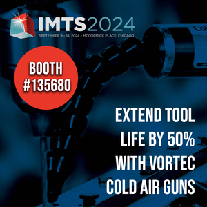 Extend tool life by 50% with Cold Air Guns at IMTS from Vortec